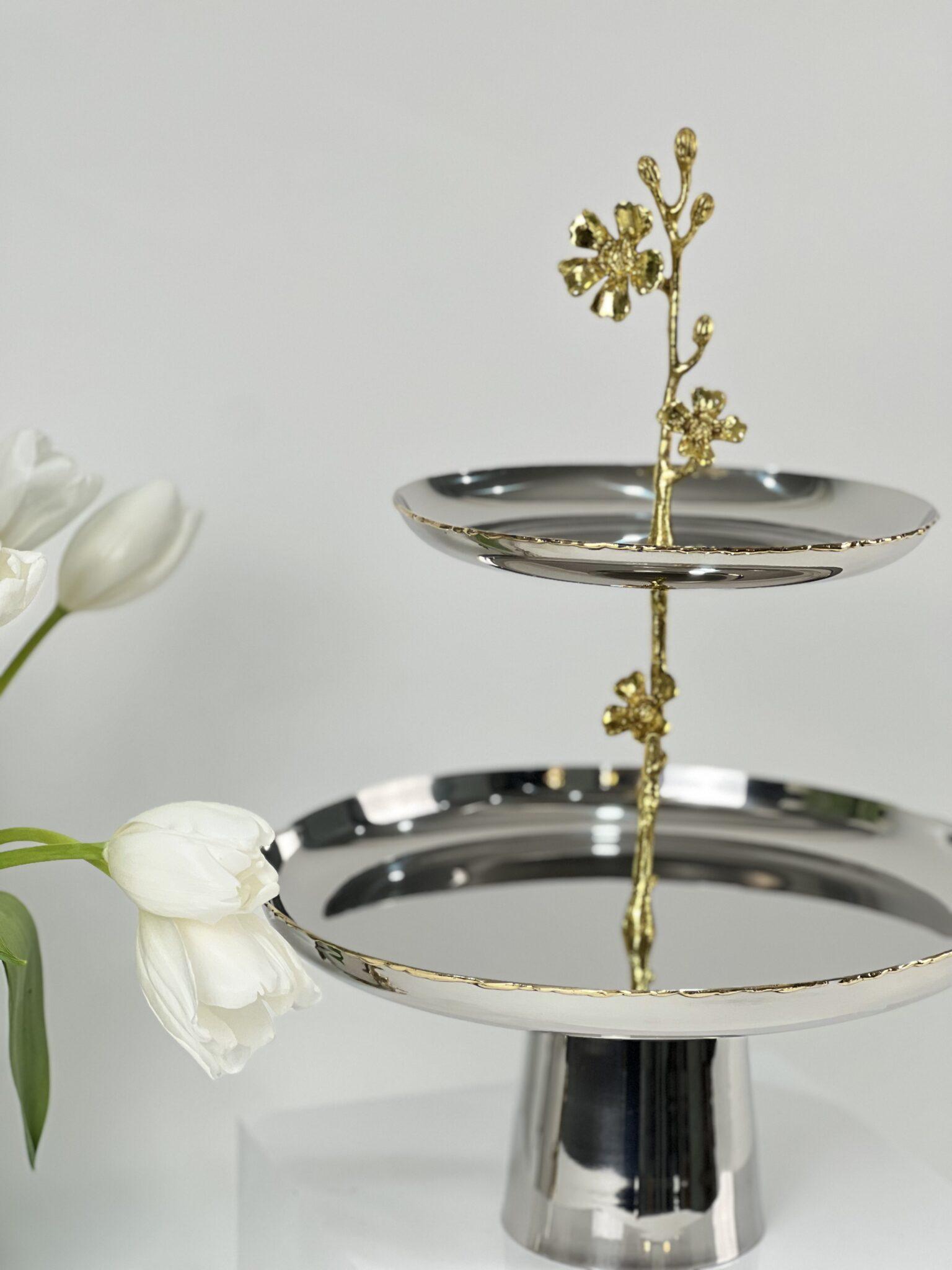 Jasmine Two-tier Platter (Silver) - Artistic Homeware INC